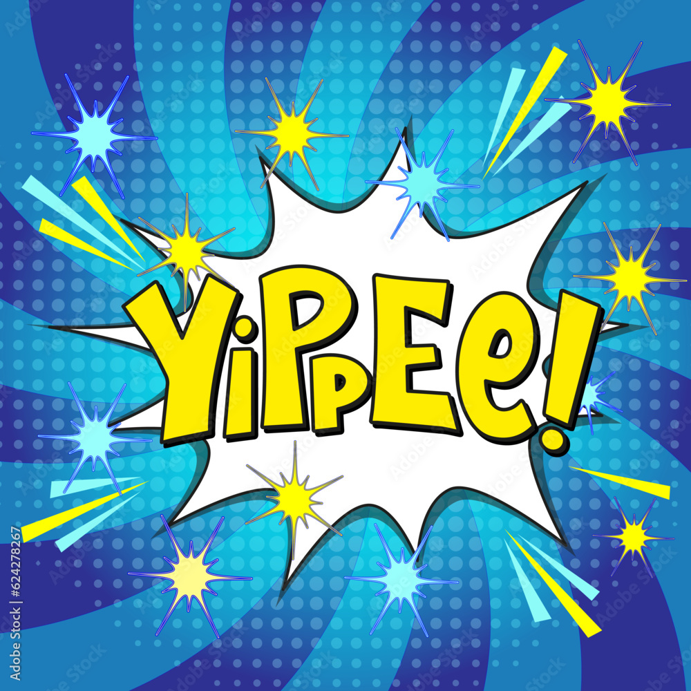 Comic lettering yippee with red lips and an open mouth. Vector bright ...