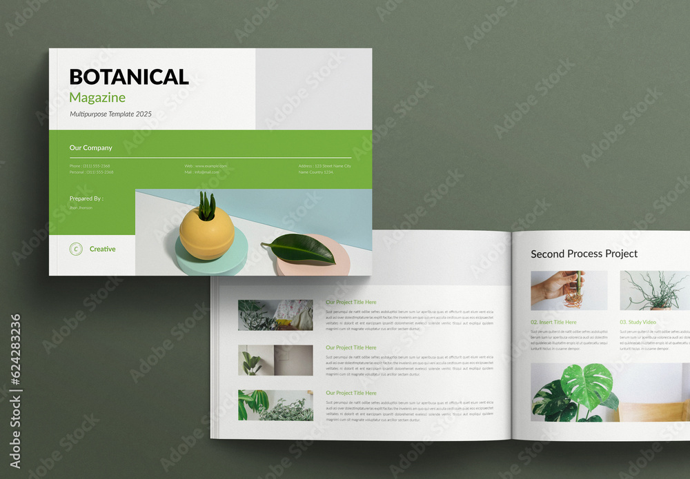 Botanical Magazine Template Design Landscape Layout Stock Template ...
