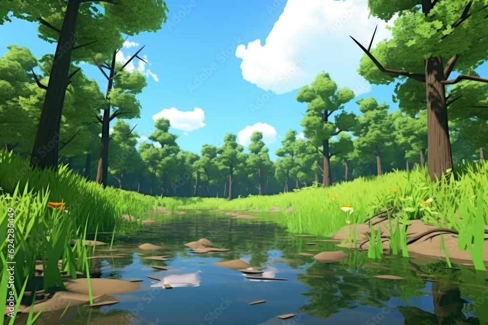 empty 3D cartoon background for kids and animation generative ai ...