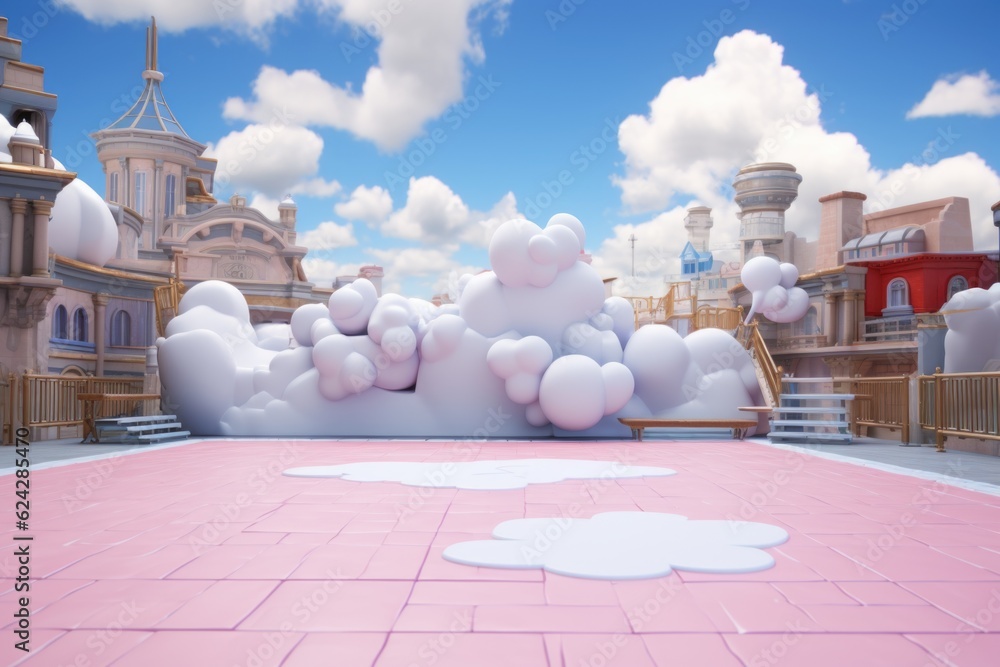 empty 3D cartoon background for kids and animation generative ai ...