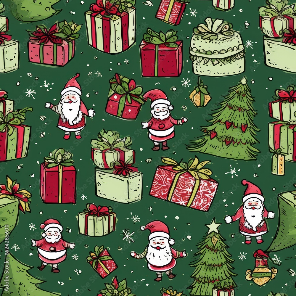 Christmas Figures, Geometric TILE texture, Seamless, Repeating pattern ...