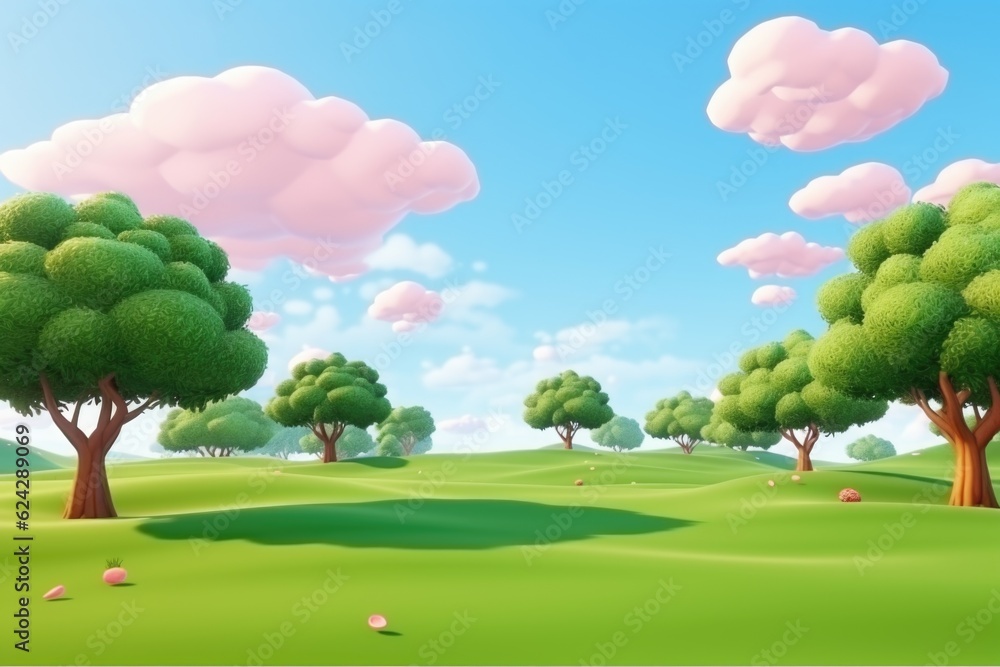 empty 3D cartoon background for kids and animation generative ai ...