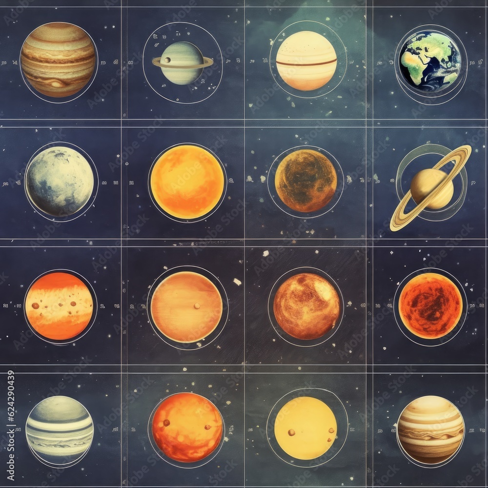 Space Planets, Geometric TILE texture, Seamless, Repeating pattern ...