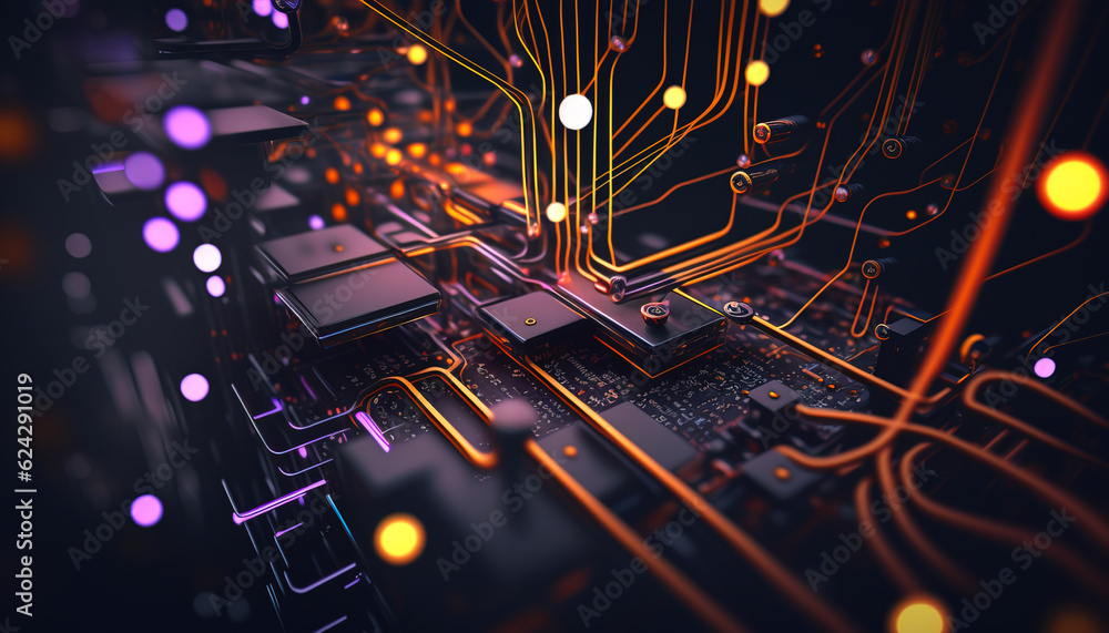 Background - Dark Cyber Texture with Smart Fiber Cables - ai generated ...