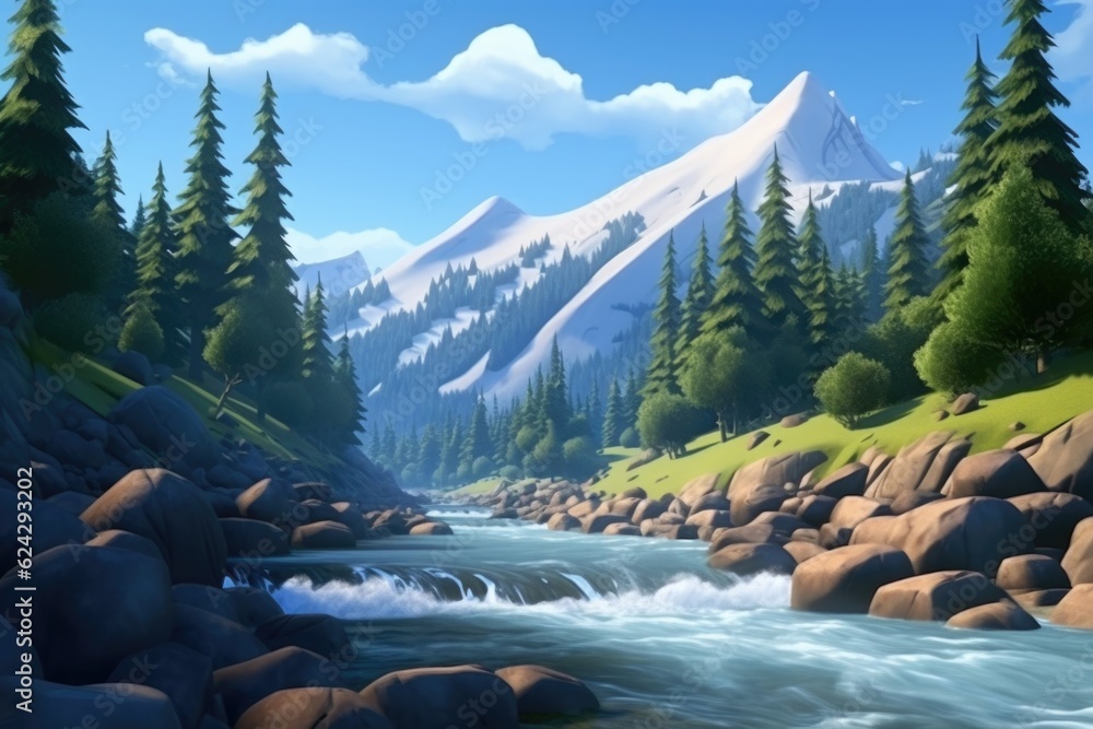 empty 3D cartoon background for kids and animation generative ai ...