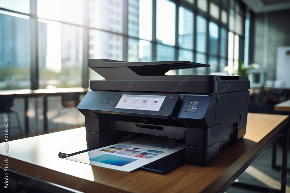 modern office multifunction printer on the office background ...