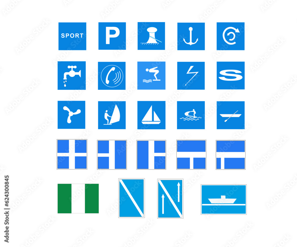 Panneau de code de navigation fluviale : Ensemble de panneaux d ...