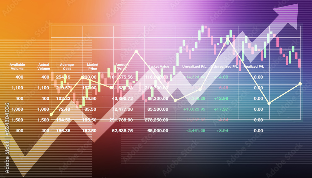 Colorful illustration image background of growth investment stock index ...