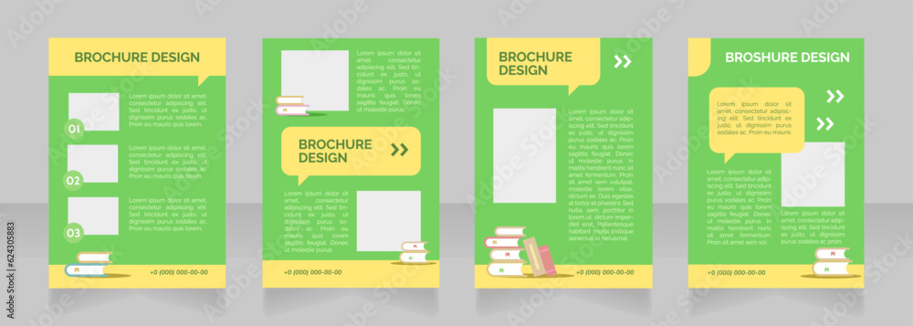 Secondary school enrollment blank brochure layout design. Vertical ...