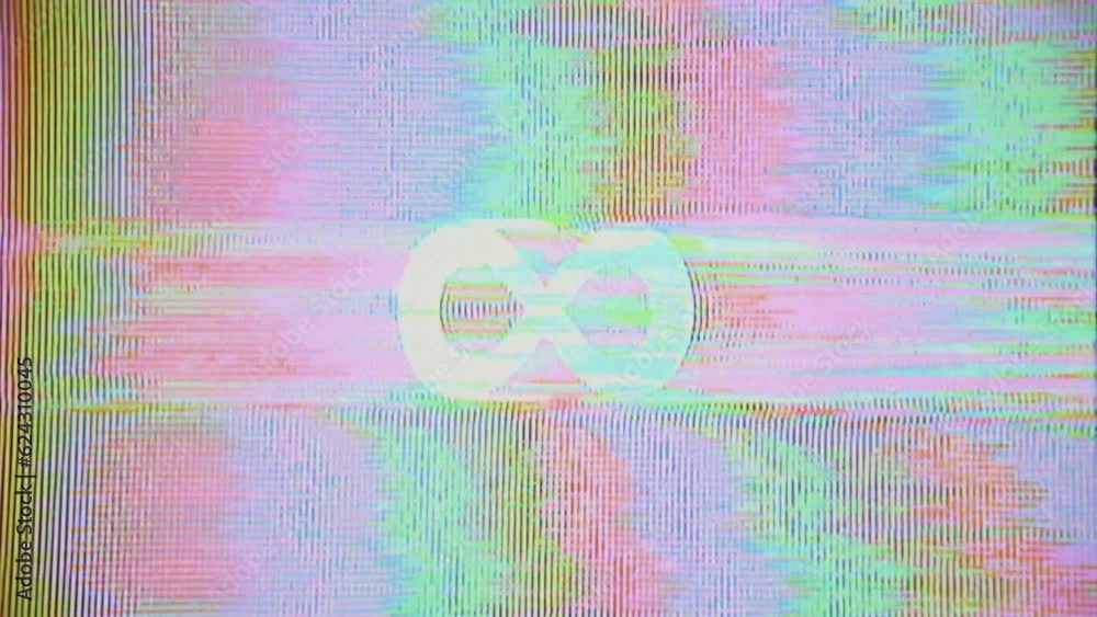 Infinity symbol retro glitch, infinity sign, chromatic luma distortion ...