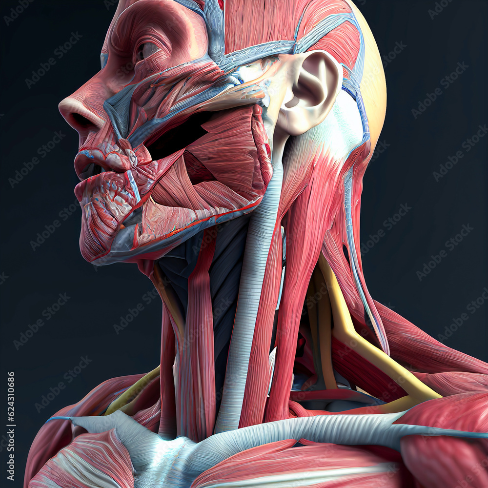 human head anatomy men, Generative AI Illustration 02 Stock ...