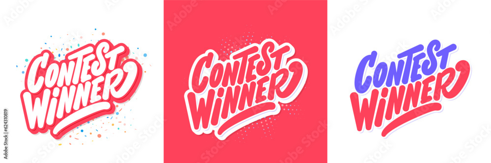 Contest Winner. Handwritten vector lettering banners. Stock Vector ...