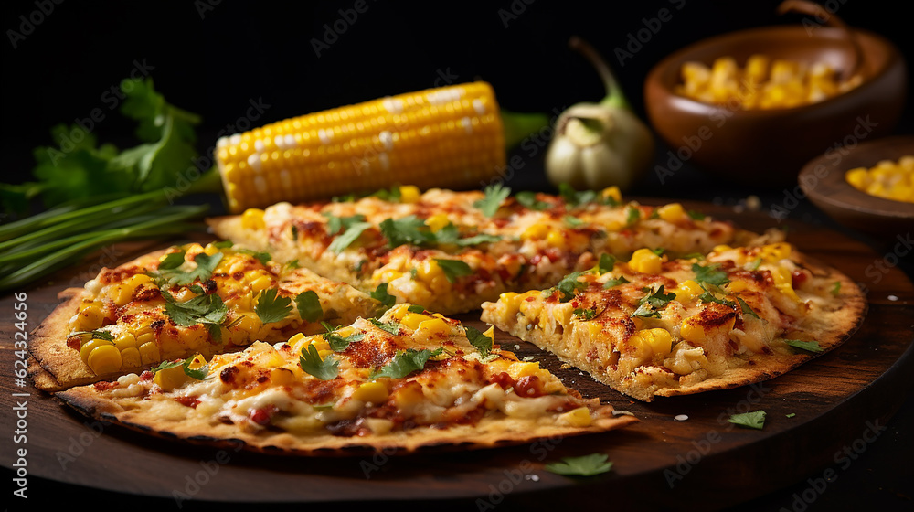 Generative AI image of Mexican street corn flatbread: A savory delight ...