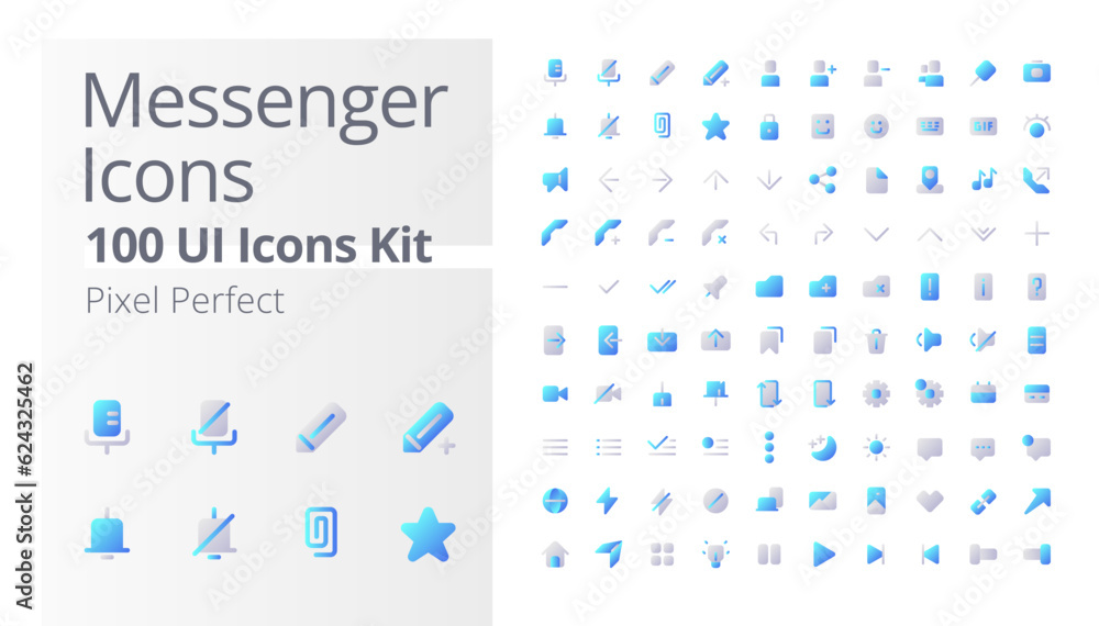 Vetor de Messenger application pixel perfect flat gradient two-color ui ...