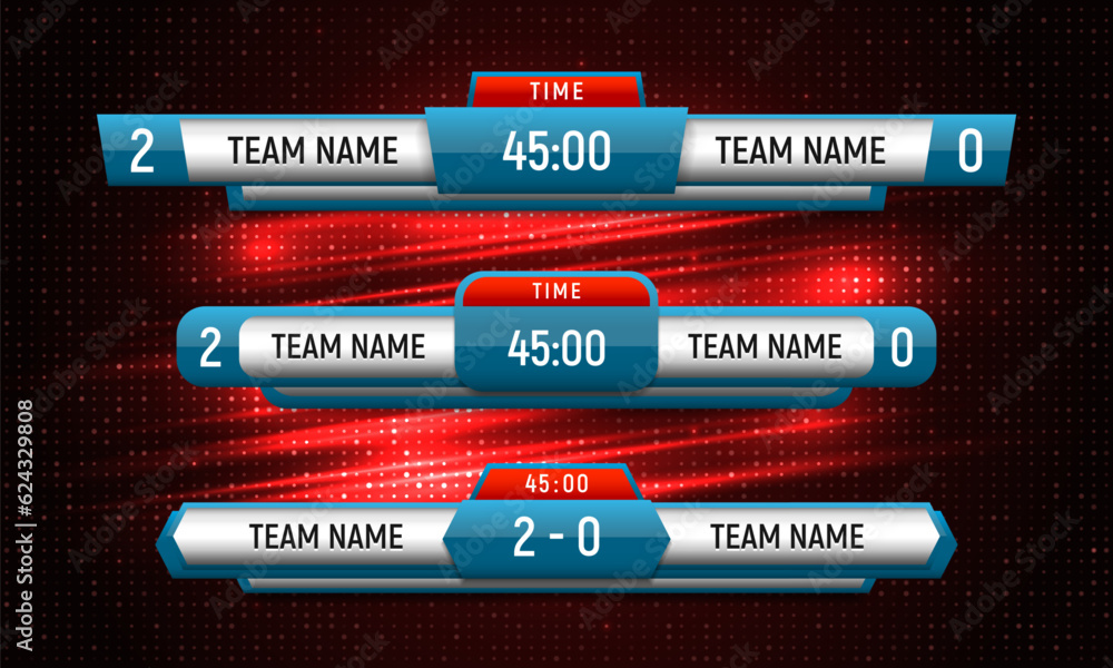 Sport scoreboard with time and result display. Vector template for your ...