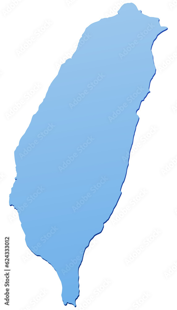 Blue Taiwan map isolated on a white background Stock Vector | Adobe Stock