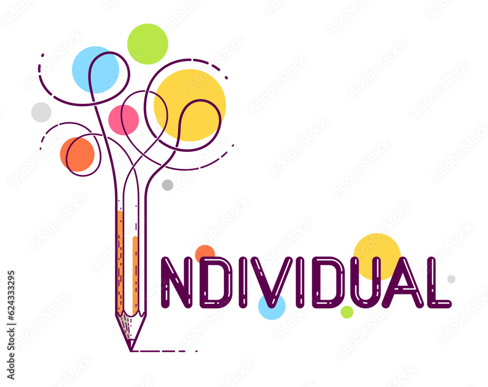 Individual word with pencil instead of letter I, individuality and ...