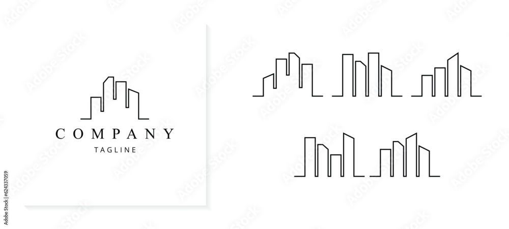Monoline Master, City Building Elegant Logos with a Single Line Stock ...