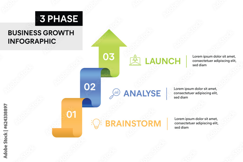 3 steps colorful arrows infographic Vector illustration. Business ...