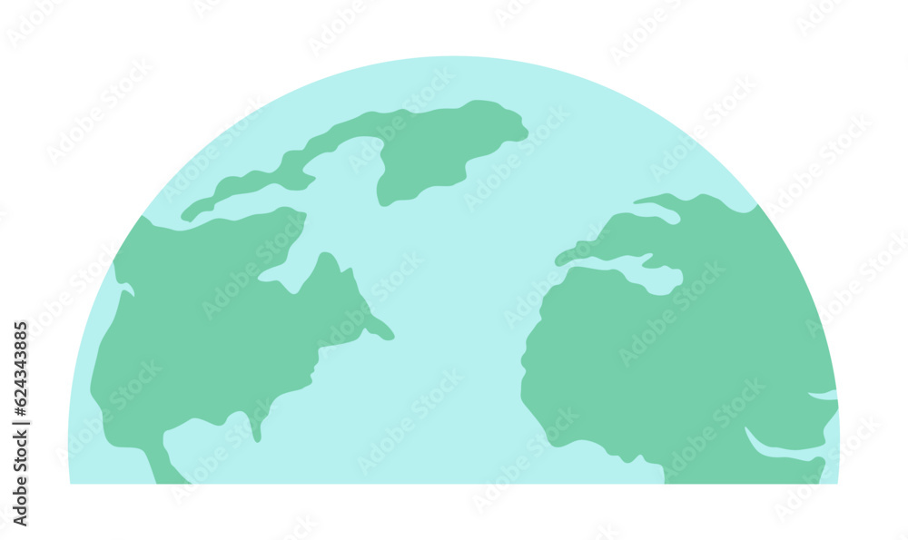 Half of earth planet semi flat colour vector object. Around the world ...