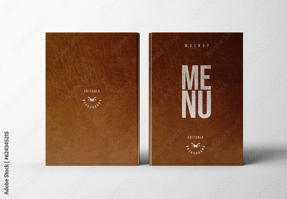 Menu Mockup – Dual Front and Back Leather Texture Display for Premium ...