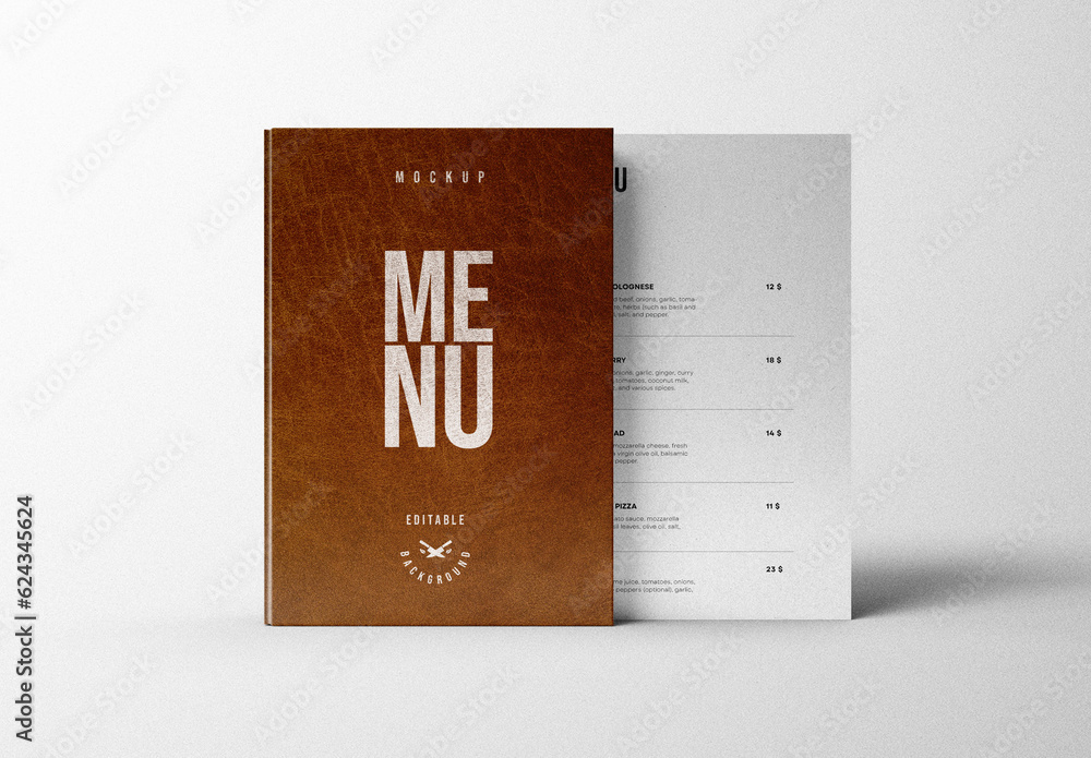 Modello Stock Restaurant Menu Mockup Design with Editable Background ...