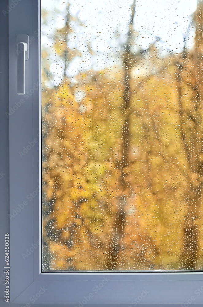 drops water on glass window, abstract background in rainy day. rain ...