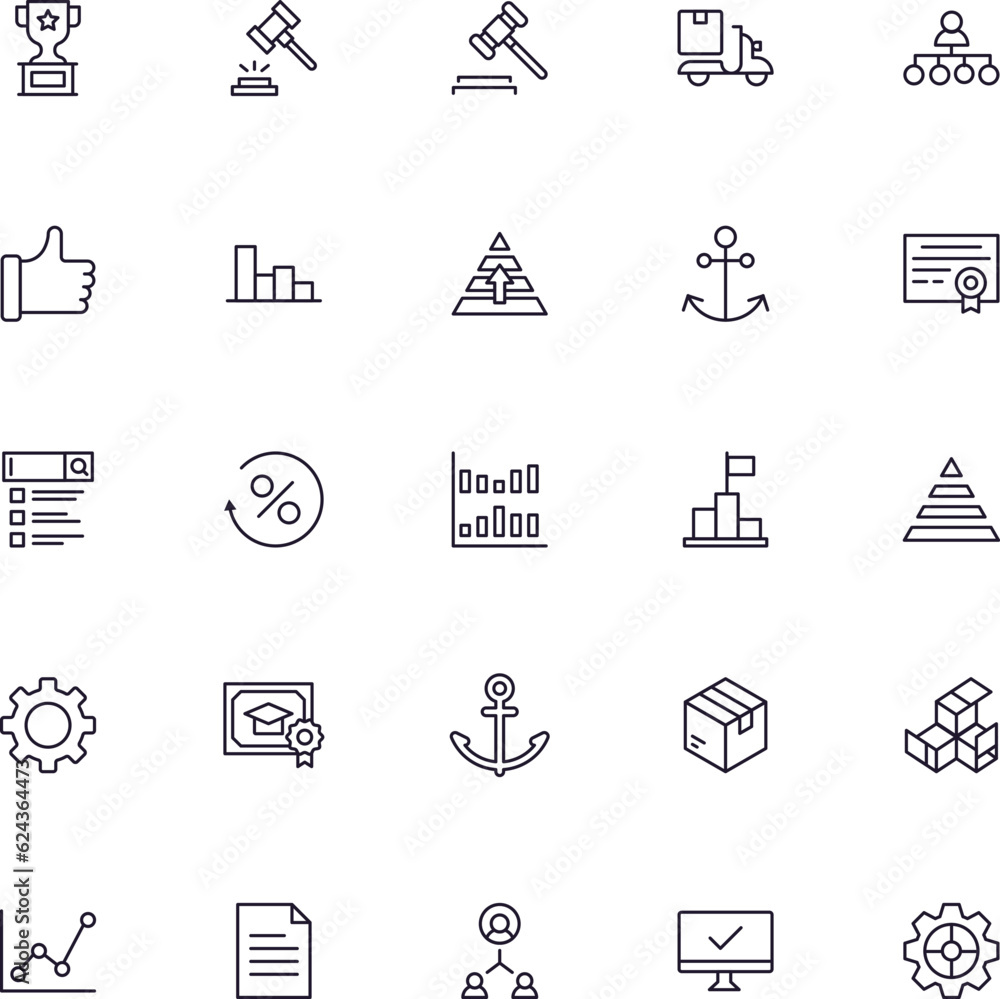 Business line icon set. Collection of commerce uotline sighn for web ...