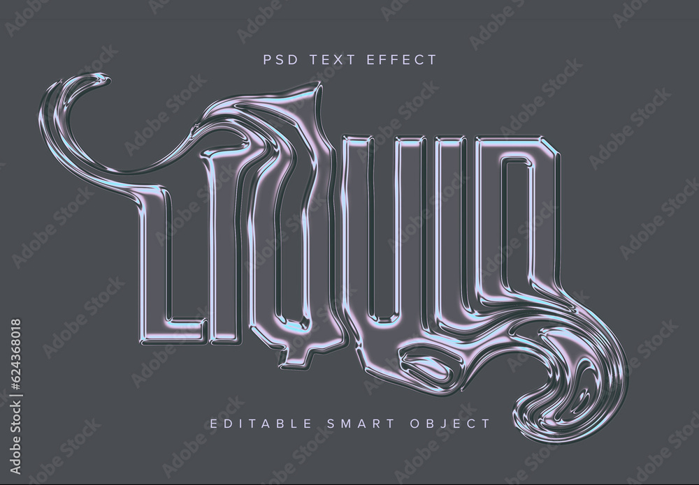 Liquid Chrome Text Effect Mockup Stock Template | Adobe Stock