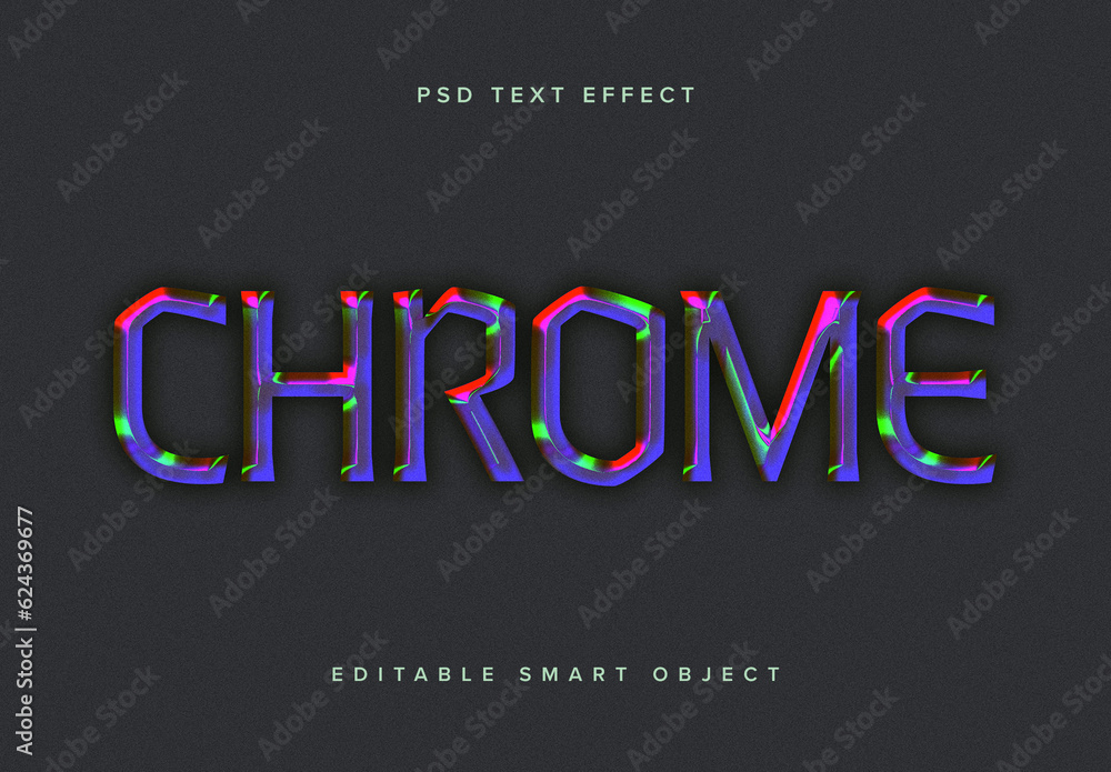 Colourful Chrome Text Effect Mockup Stock Template | Adobe Stock