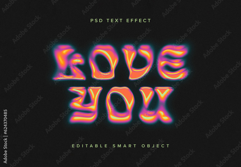 Colourful Blurry Chrome Text Effect Mockup Stock Template Adobe Stock