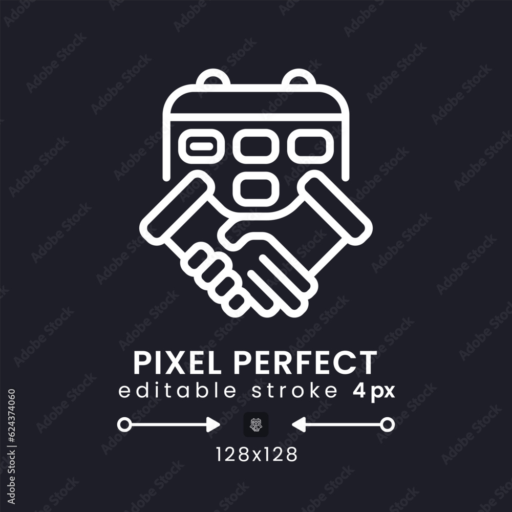 Scheduling service white linear desktop icon on black. Process ...