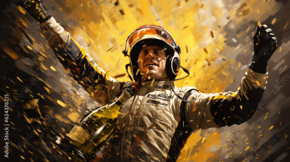 Professional racing driver on the podium Formula race car Championship ...