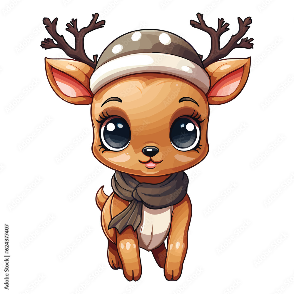 Cute Reindeer Clipart 2D Illustration Stock Illustration | Adobe Stock