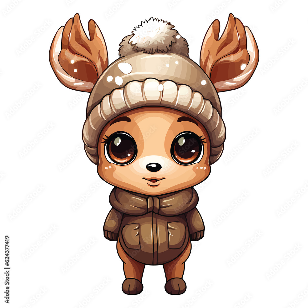 Cute Reindeer Clipart 2D Illustration Stock Illustration | Adobe Stock