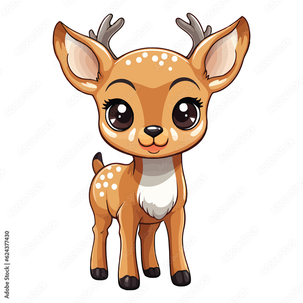 Cute Reindeer Clipart 2D Illustration Stock Illustration | Adobe Stock