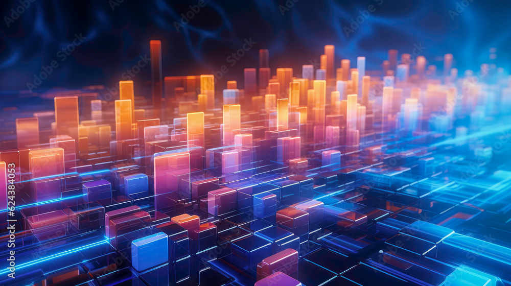 Neon Harmonies Abstract Pixel Art with Irregular Lines and Electronic ...