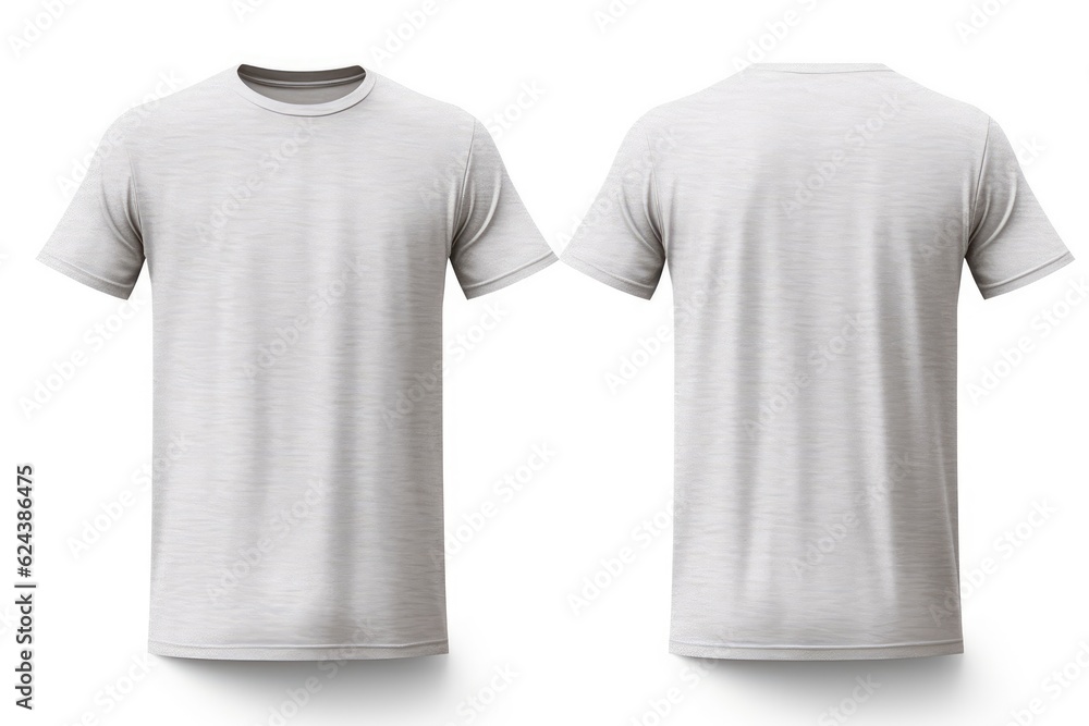 stylish light grey t shirt mockup. front and back view with white ...