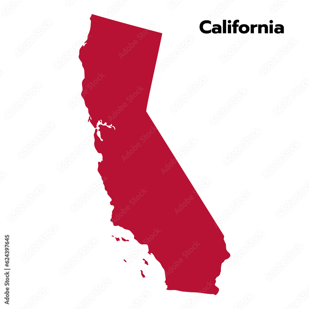 California map with color outline. Map of California. Stock Photo ...