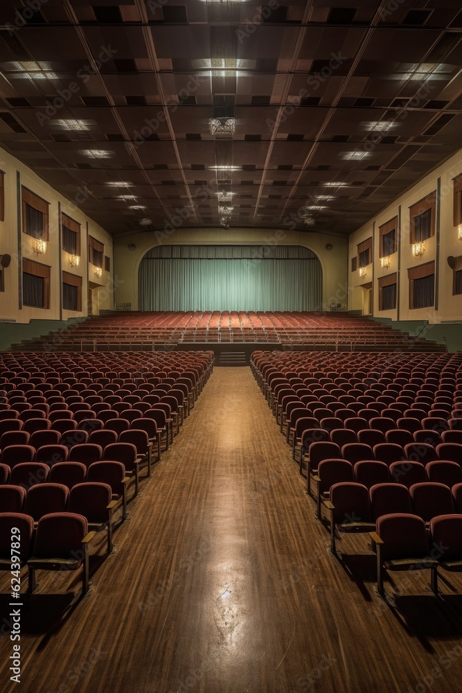 empty auditorium with rows of seats and stage, created with generative ai Stock Illustration ...