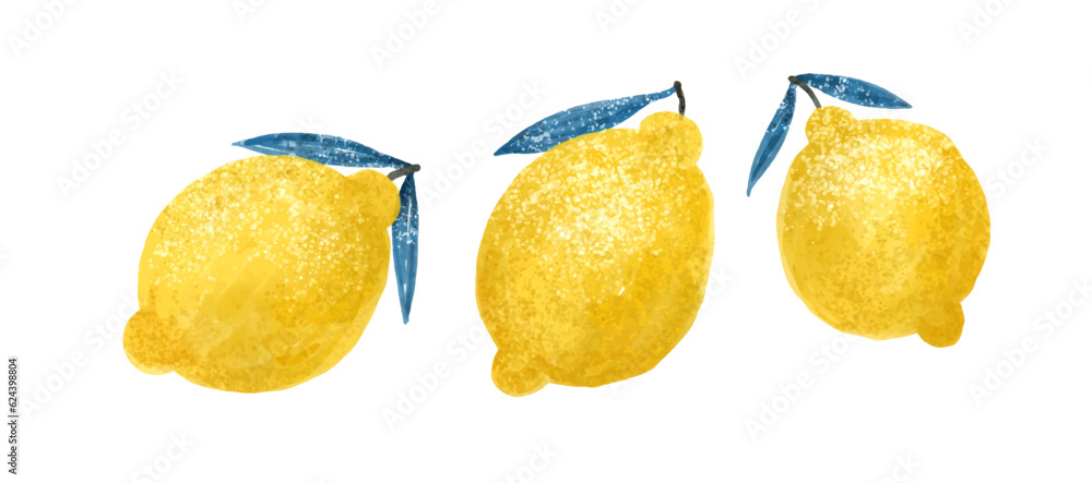 Lemon. Abstract modern set of lemon clipart on a white background ...