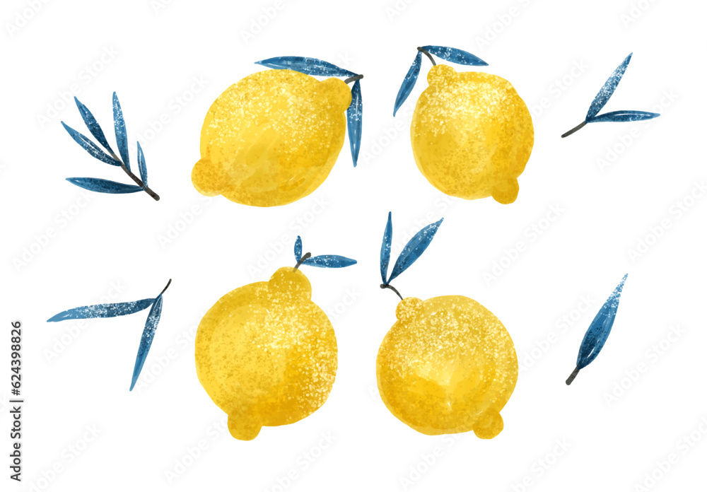 Lemon. Abstract modern set of lemon clipart on a white background ...