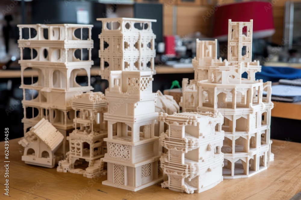 3d printed modular building components stacked together, created with ...