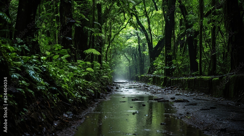 monsoon rain forest with wooden and leaves Stock Illustration | Adobe Stock