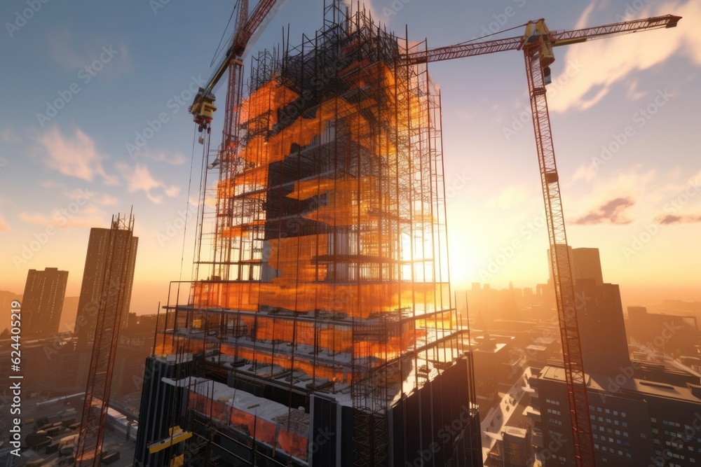 virtual reality 3d model of a skyscraper under construction, created ...