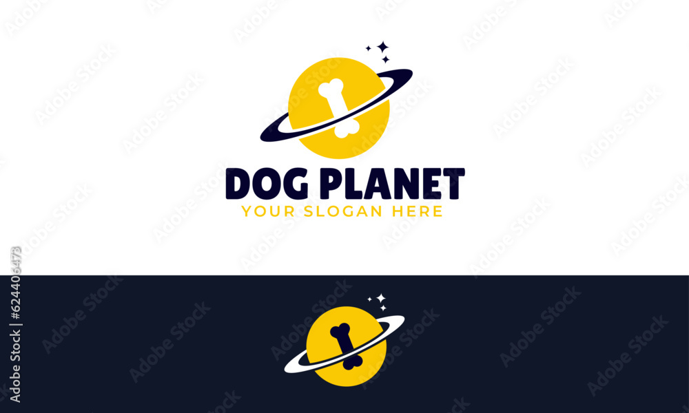 Dog Planet Logo, Planet Logo, Dog Logo, Pet logo, animal logo, bone ...