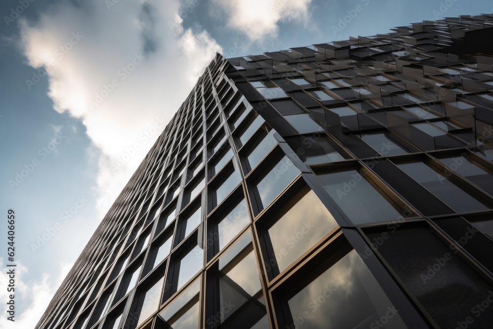 diagonal lines and geometric shapes of modern building facades create ...