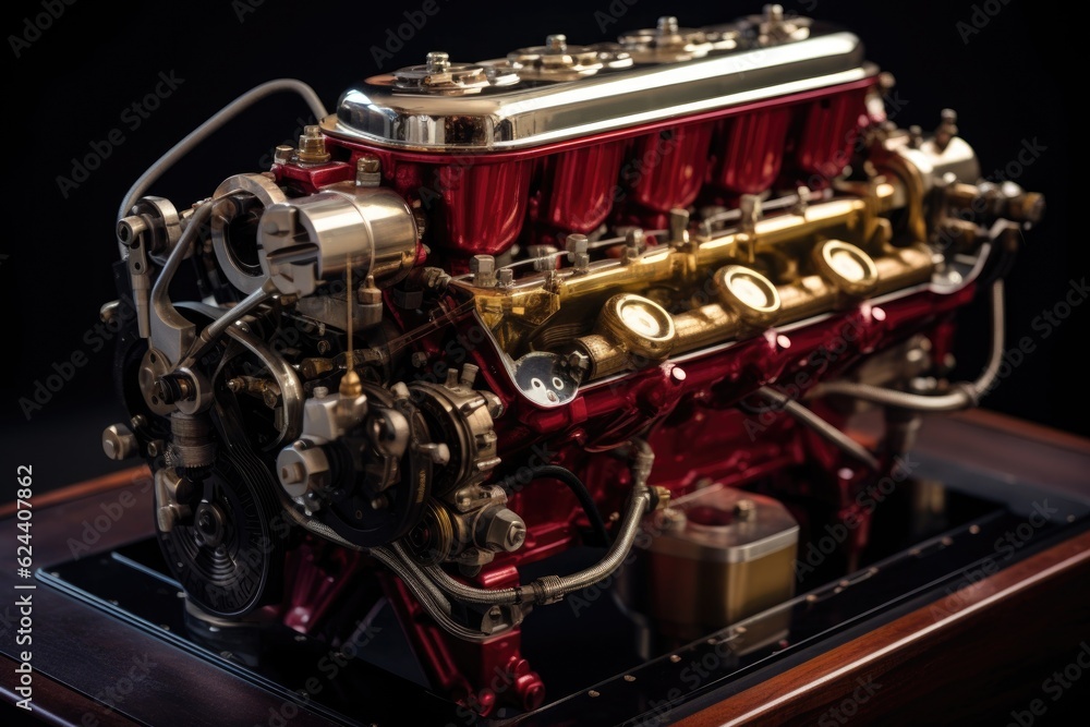 restored classic car engine in detail, created with generative ai Stock ...