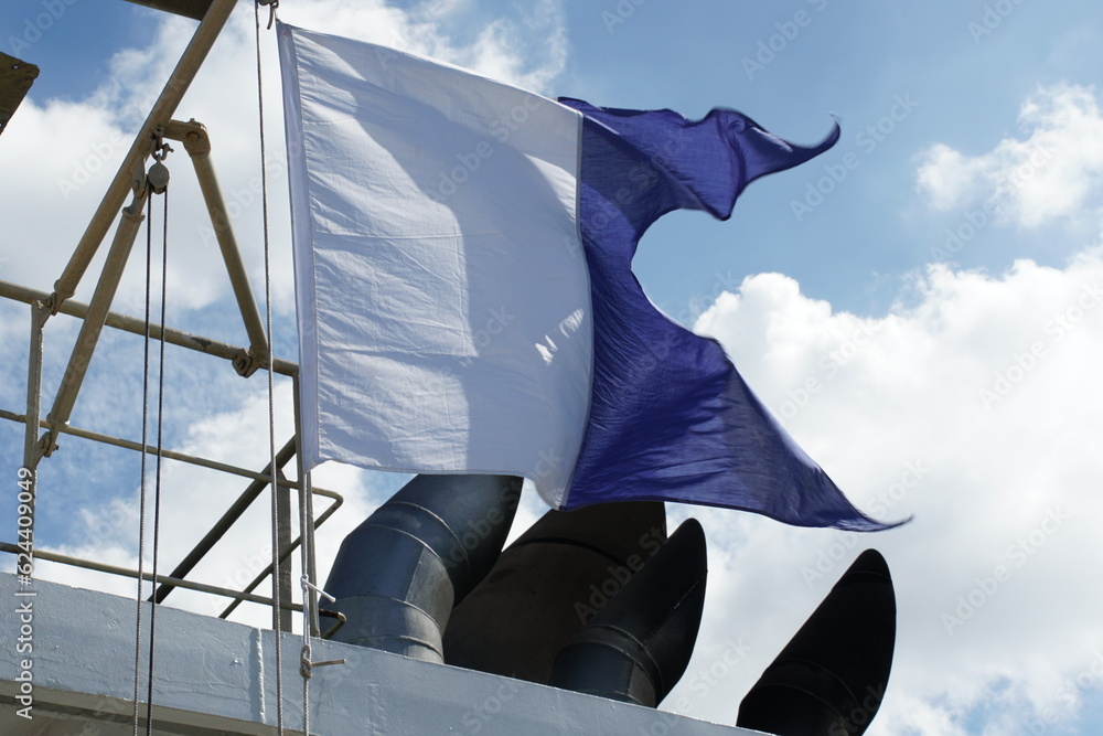 Signal Flag A or Alfa used to communicate with ships. Swallowtailed ...