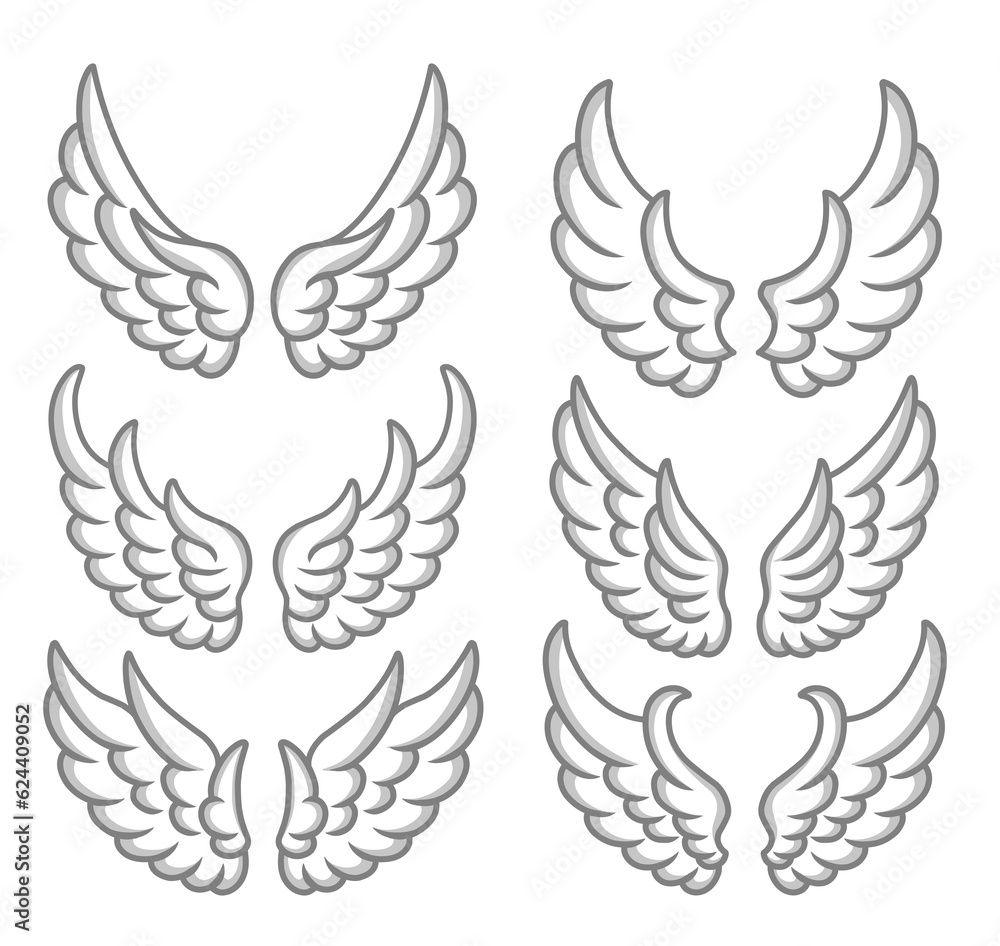 Vector set of cute angel wings illustration design Stock Vector | Adobe ...